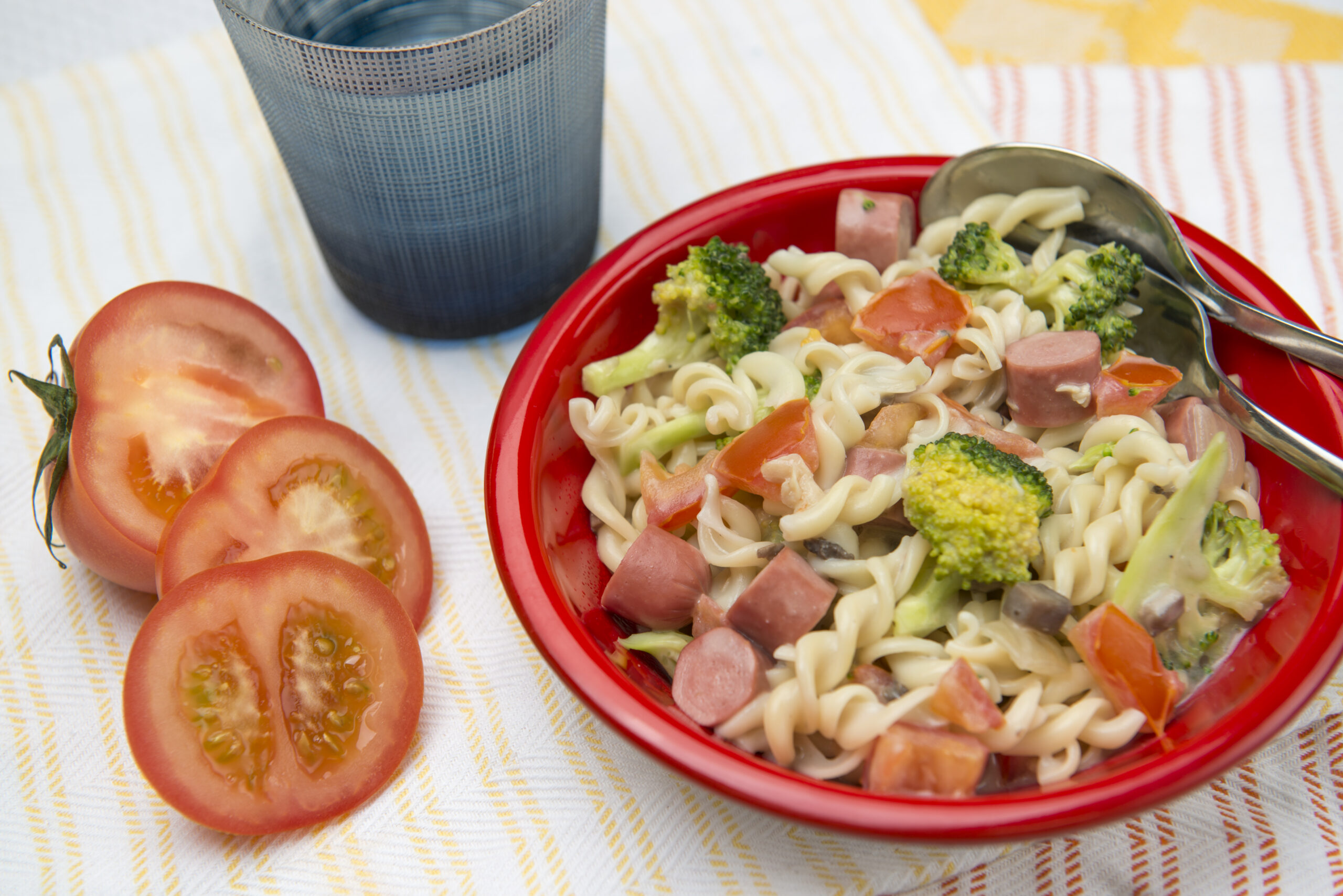 Easy mushroom and chicken franks pasta - Feeding Hong Kong